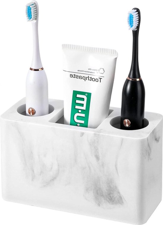 Toothbrush Holder with 3 Slots for Electric Toothbrushes and Toothpaste ...