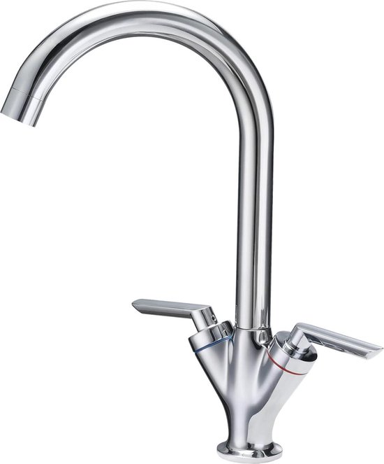 Aanrecht Mixer Kranen Monobloc Swivel Uitloop Chrome Messing Dual ...