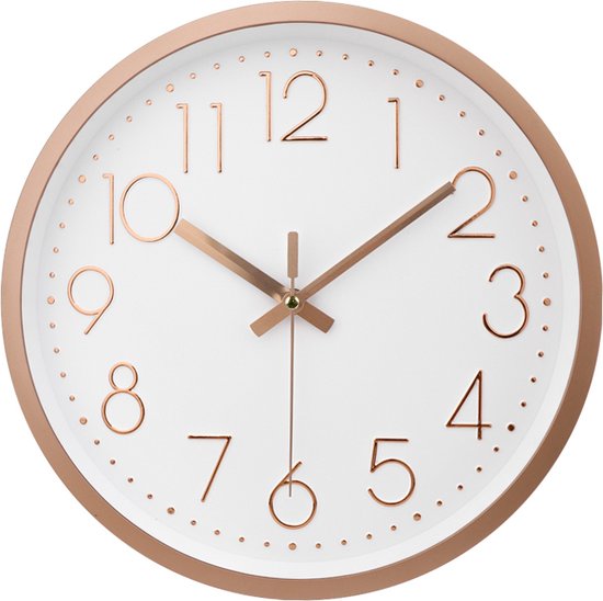 IvoQ Moderne Wandklok Roségoud - Stijlvol - Strak Design - Ø 30 cm | bol