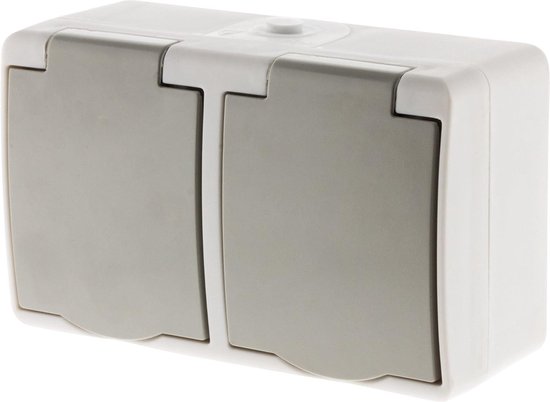 Dubbel stopcontact Nano2 131774 2P+T lichtgrijs- dubbel stopcontact- 2P ...