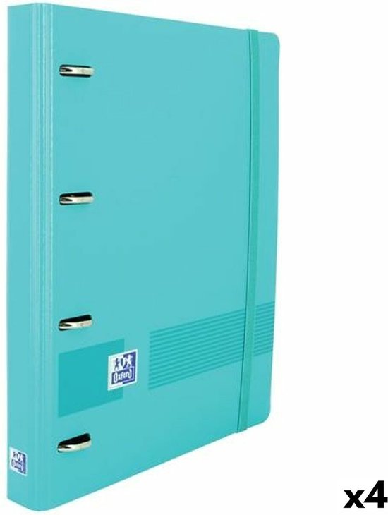 Oxford Live & Go Ringmap A4+ - Blauw, 4 stuks, 4 ringen, 250 lakens | bol
