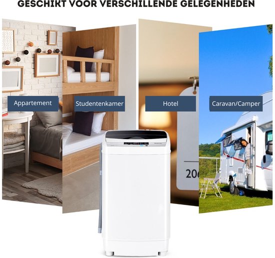 Costway Volautomatische Mini Wasmachine met Pomp, Display en centrifuge ...