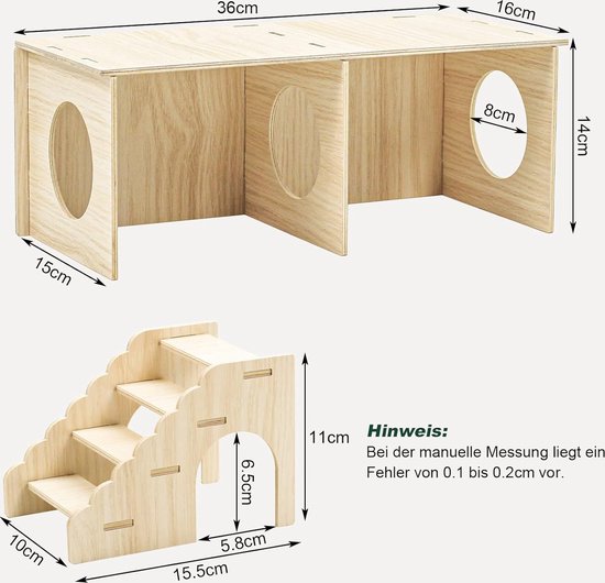 Hamsterhuis, houten verstopplaats met ladder, doe-het-zelf speelgoed ...
