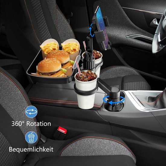 360° rotatie uitbreidbare basis dubbele bekerhouder tray tafel - auto ...