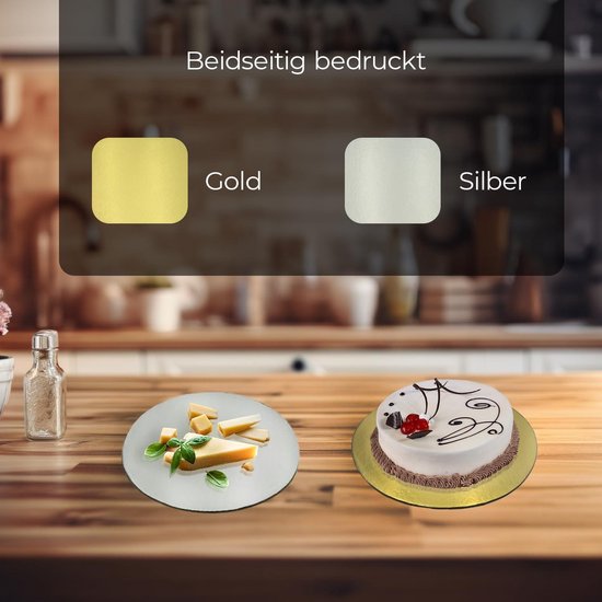 Taartbord set - goud en zilver - 3 mm dik karton - voor serveren ...
