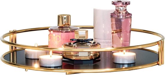 Rond Metaal Goud Decoratief Dienblad - Elegant Tafel Middenstuk ...