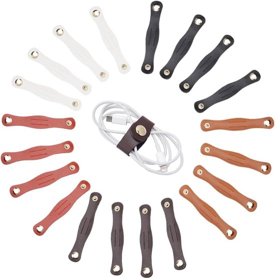 20Pcs Leather Cable Straps - Cord Organizer Reusable Wire Clips ...