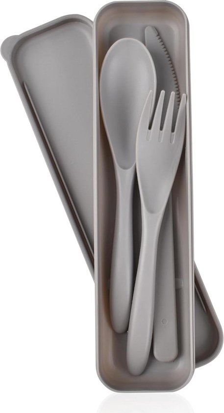 Draagbare bestekset met koffer - Herbruikbare plastic vorken lepel ...