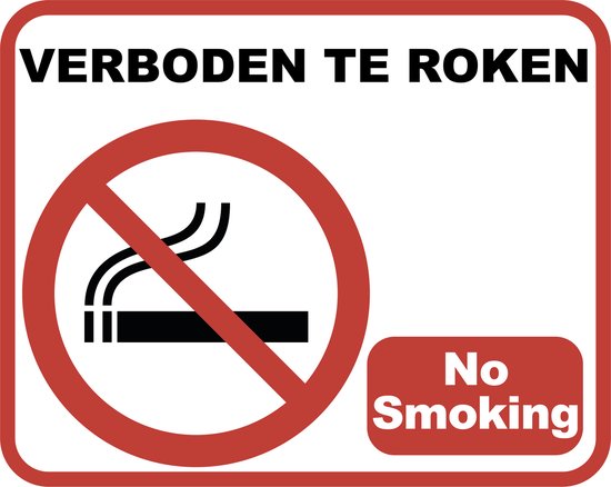 5 sticker van 20x25cm | 5x Verboden te Roken | No Smoking Pictogram ...