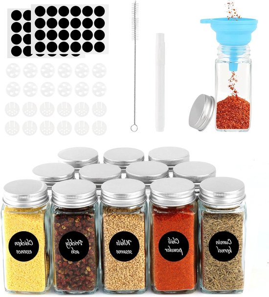 Spice Jars - Set of 12 - Kitchen Organization Kruidenpotjes | bol