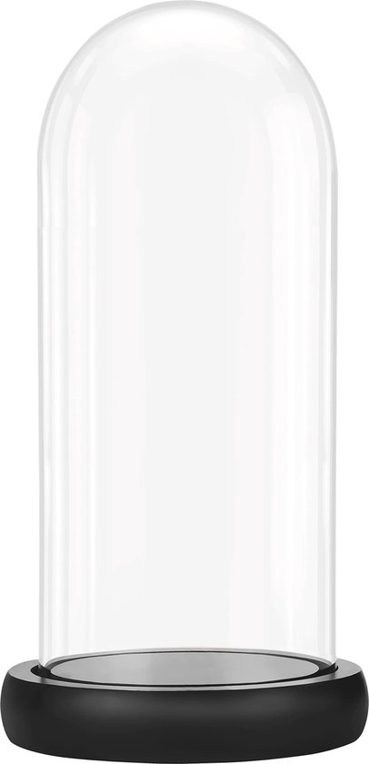 Belle Vous Glazen Stolp Pot met Zwart Houten Basis - 26,5 cm ...