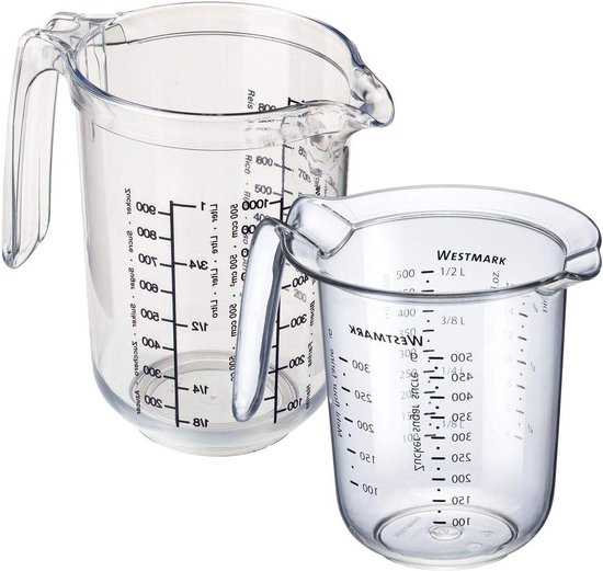 Maatbeker 1 liter met Maatbeker 0.5 liter en meertalige schaalverdeling ...