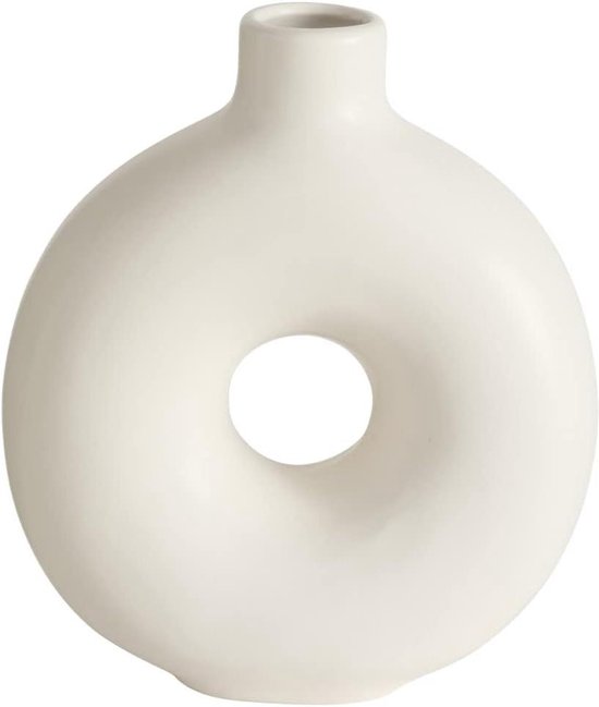 Vazen set van keramiek - witte bloemenvaas in ronde vorm - afmetingen ...