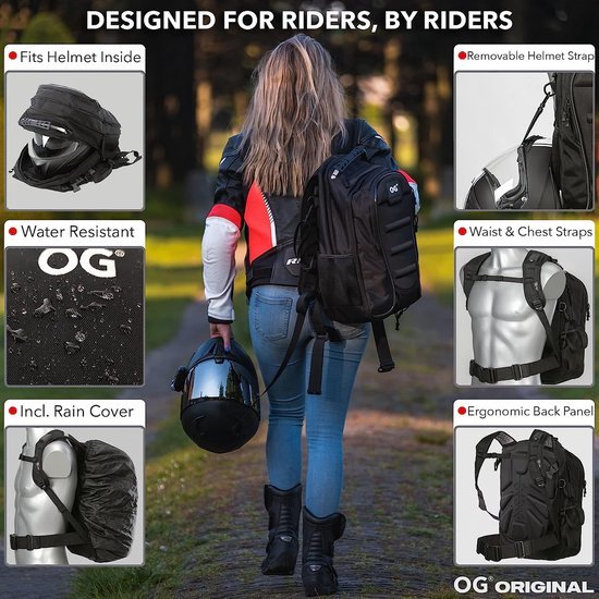 StadLoper Motor Rugtas Waterbestendig, Uitbreidbaar 30-35L, Motorfiets ...