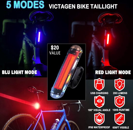 8000-lumen nachtfietslampen - superheldere fietsverlichting met groot ...