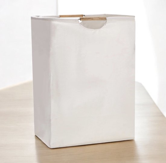 Wasmand, opvouwbare gevlochten Oxford-stof, wit, 40 x 60 x 30 cm ...