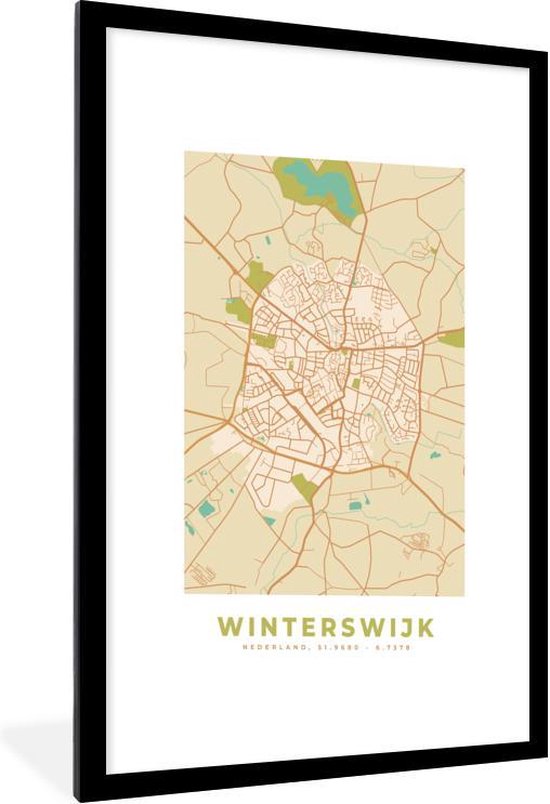 Fotolijst incl. Poster - Plattegrond - Winterswijk - Vintage - 60x90 cm ...