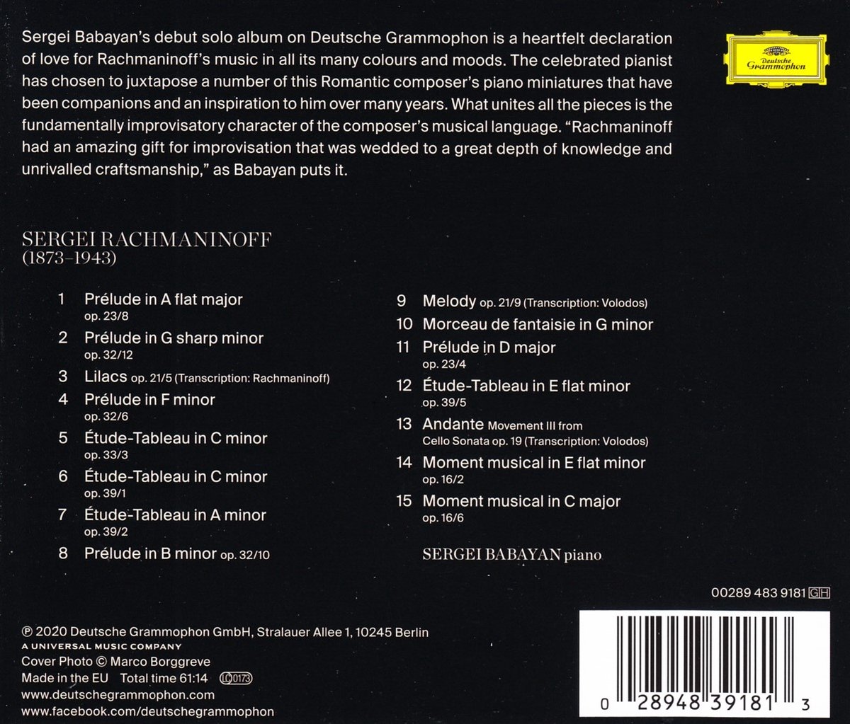 Sergei Babayan - Rachmaninoff: Préludes; Études-Tableaux; Moments M (CD ...