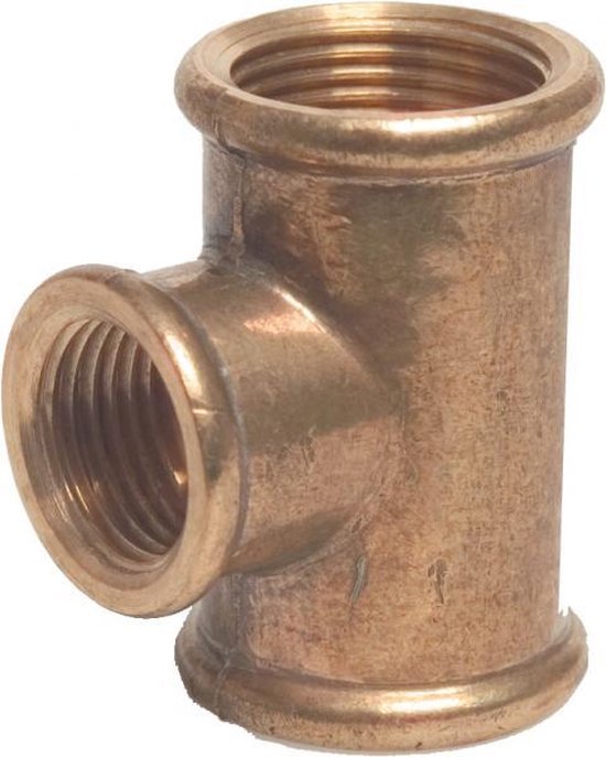 Messing T-stuk 90° | 3x binnendraad | 3/4 | bol