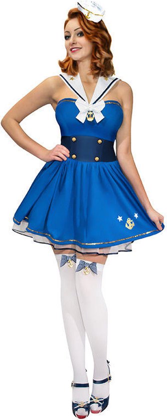 RUBIES ALL - Blauw en wit matrozen kostuum voor vrouwen - Medium | bol.com