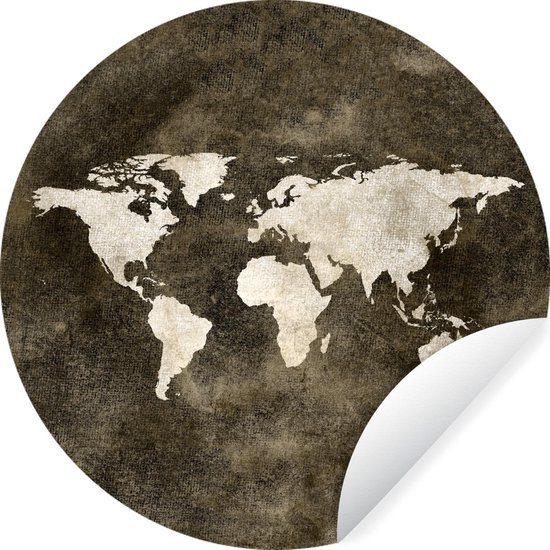 WallCircle - Muurstickers - Behangcirkel - Wereldkaart - Retro - Goud - 100x100 cm -... | bol