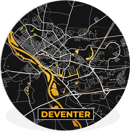 Wall Circle - Wall Circle Inside - Carte - Deventer - Or - Zwart - ⌀ 90 ...