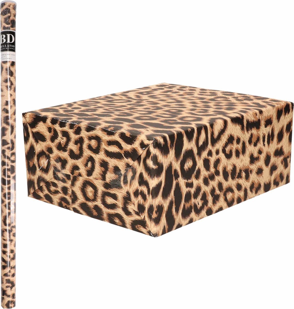 9x Rollen kraft inpakpapier/folie pakket - panterprint/paars/zwart met ...