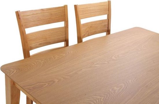 Eettafel - table set 6 oak mdf 150x90x74 light brown - bruin | bol.com