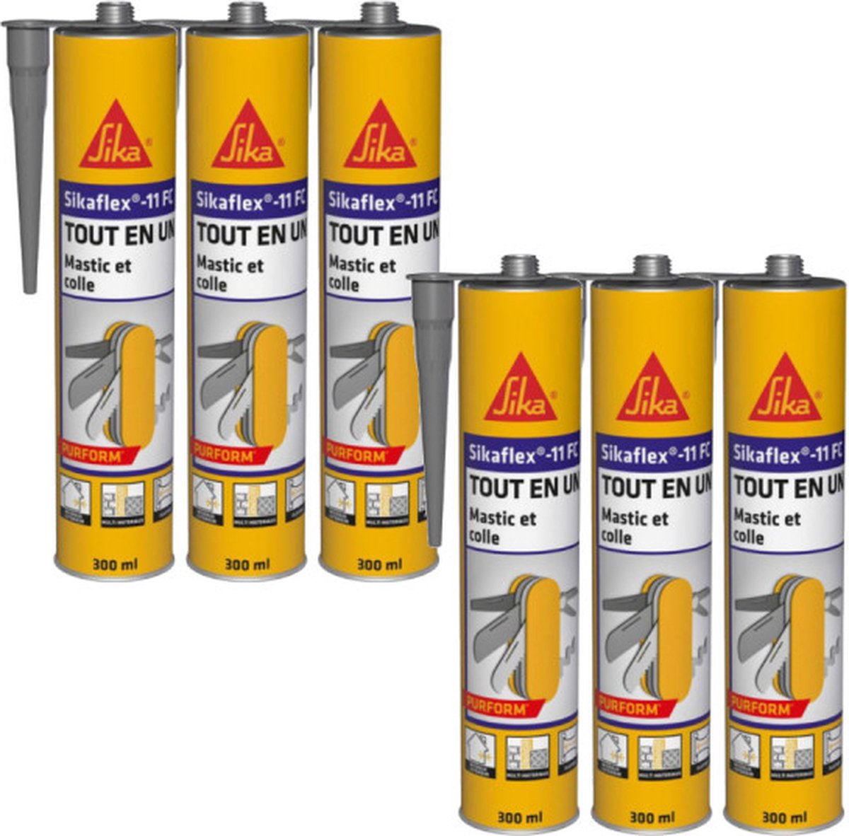 Set van 6 SIKA Sikaflex 11 FC Purform multi-purpose lijmkitten ...