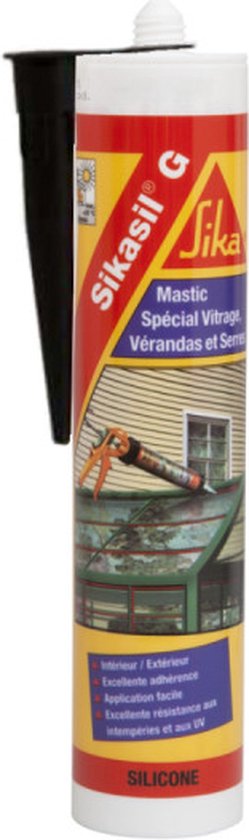 Elastische siliconenkit voor afdichting - SIKA Sikasil G - Zwart ...