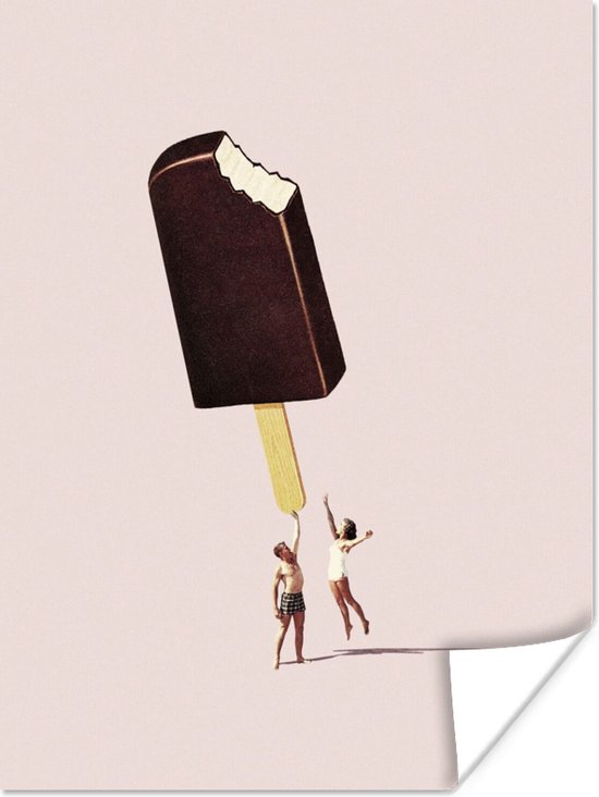 Poster IJs - Chocolade - Pastel - Vintage - 90x120 cm | bol