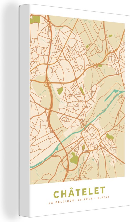 Tableau sur toile Carte - Plan de ville - Châtelet - België - Carte ...