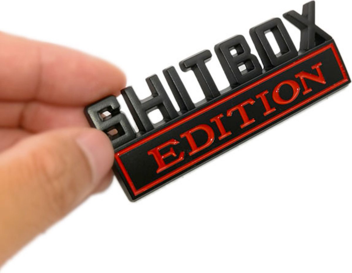 Auto Embleem Shitbox Edition - Zwart Rood - Zelfklevende Badge ...
