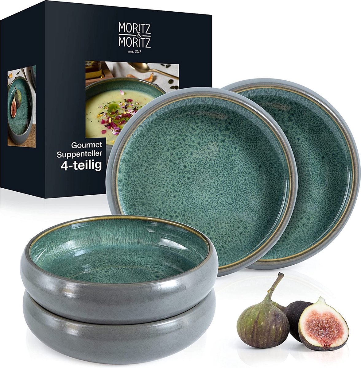 Moritz & Moritz 4 x soepborden steengoed, 19 cm, komkom van steengoed, voor soep,... | bol.com