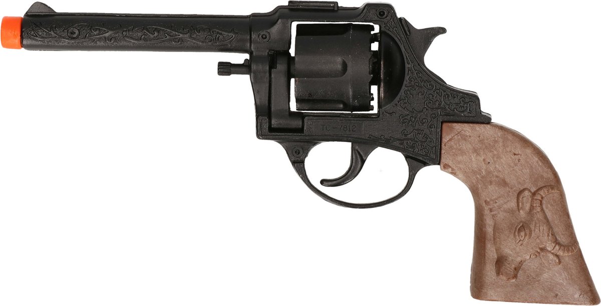 Cowboy speelgoed revolver/pistool metaal 12 schots met plaffertjes ...
