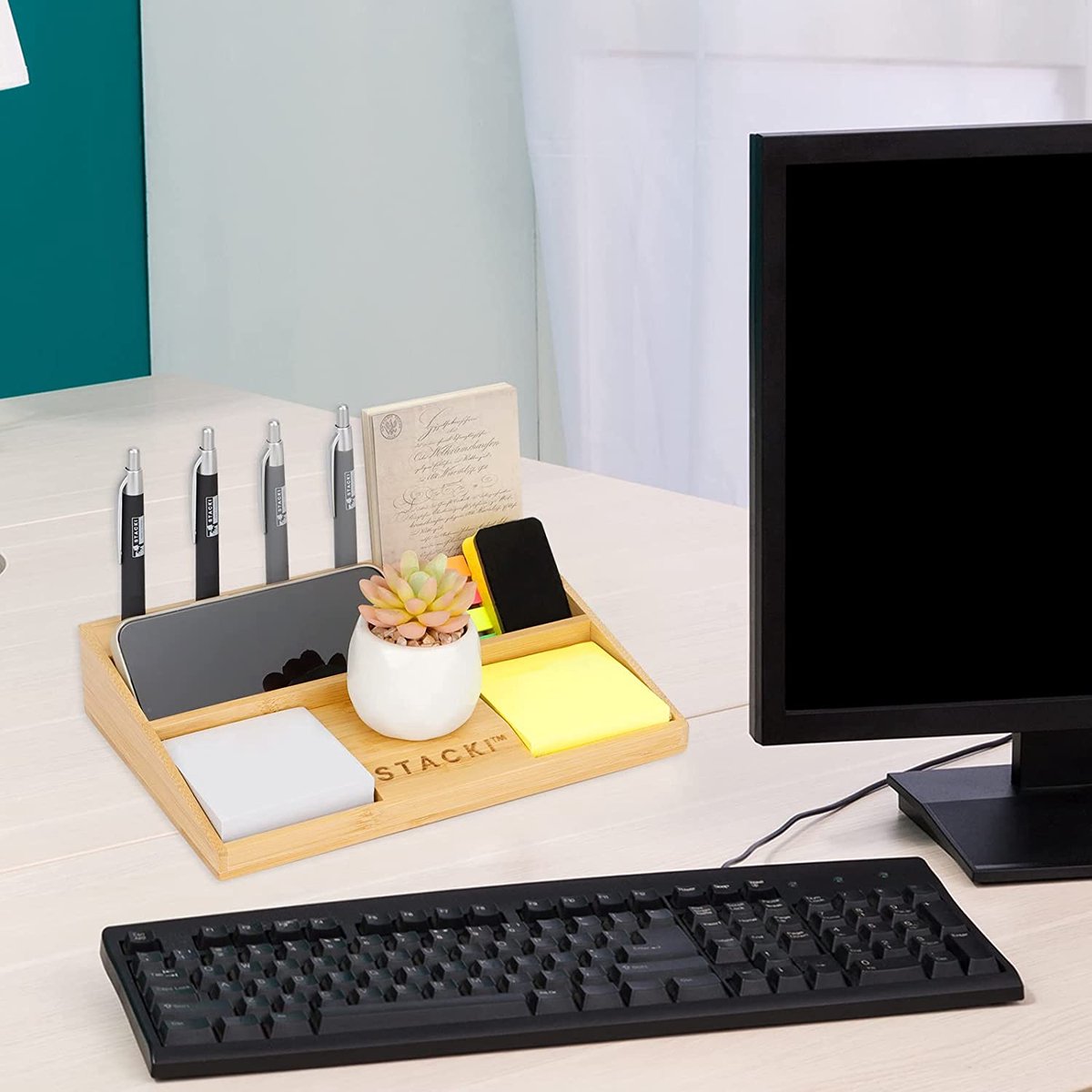 STACKI Bamboe organizer, bureau met accessoires, bureau-organizer ...