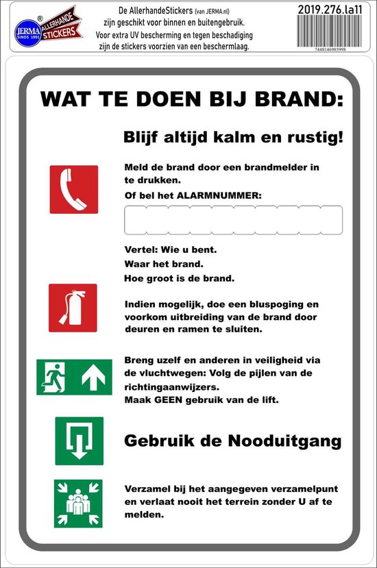 Calamiteiten bij brand sticker. | bol