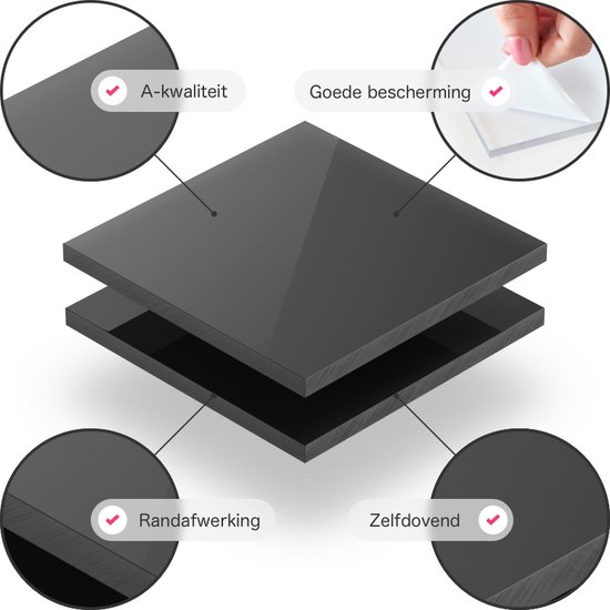 Hard PVC plaat 3 mm dik - 60 x 50 cm - Donkergrijs | bol