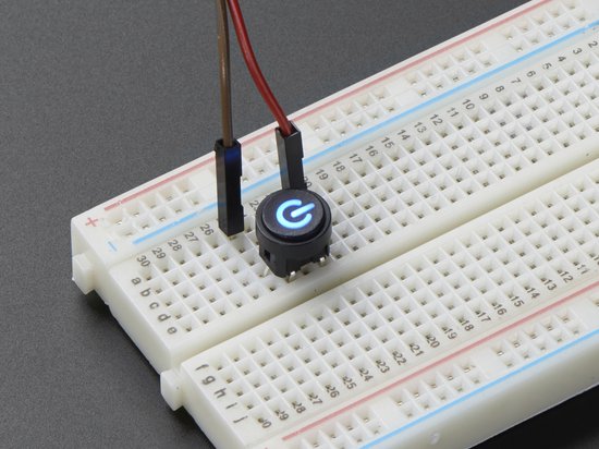 Mini Illuminated Momentary Pushbutton - Blue Power Symbol Adafruit 3105 ...