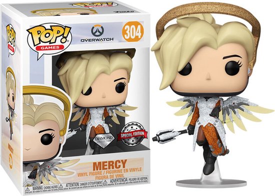 Funko Pop! Overwatch Mercy #304 Exclusive Diamond Special Edition [7.5 ...