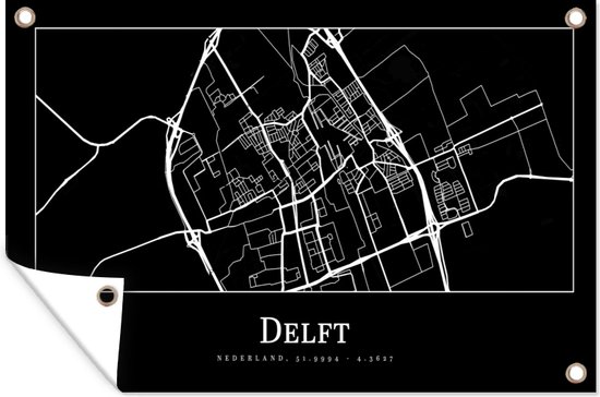 Tuindecoratie Kaart - Delft - Plattegrond - Stadskaart - 60x40 cm ...