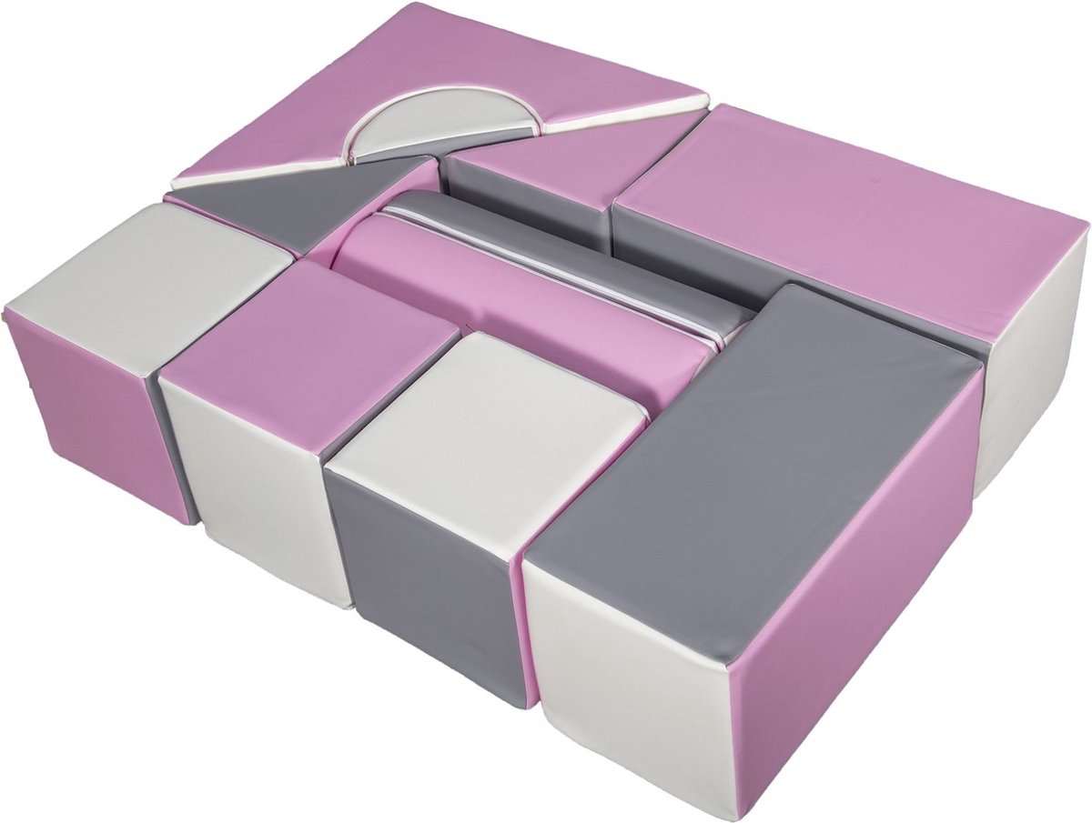 Soft Play Foam Blokken set 11 stuks grijs-wit-roze | speelblokken | baby speelgoed |... | bol.com