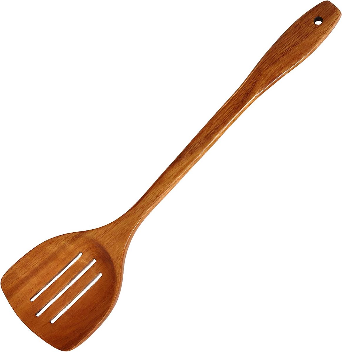 Spatel met sleuven, van hout, met lange handgreep, voor de keuken ...