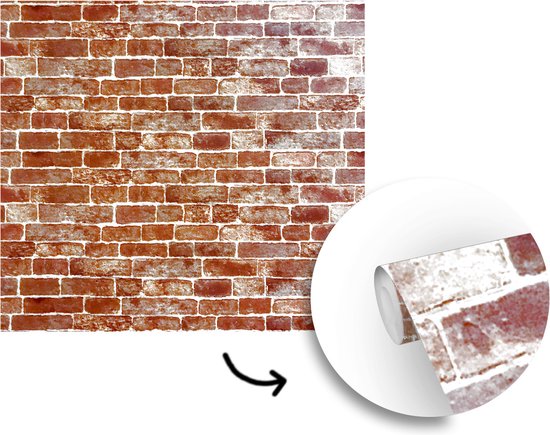 Behang - Fotobehang Baksteen - Bruin - Wit - Muur - Breedte 350 cm x ...