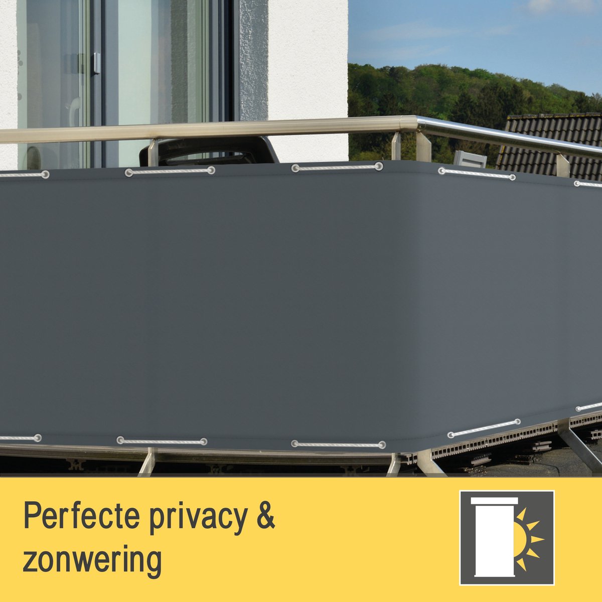 Sol Royal PB2 – Balkonscherm Grijs 600 x 90 cm – Balkondoek Waterafstotend – UV... | bol