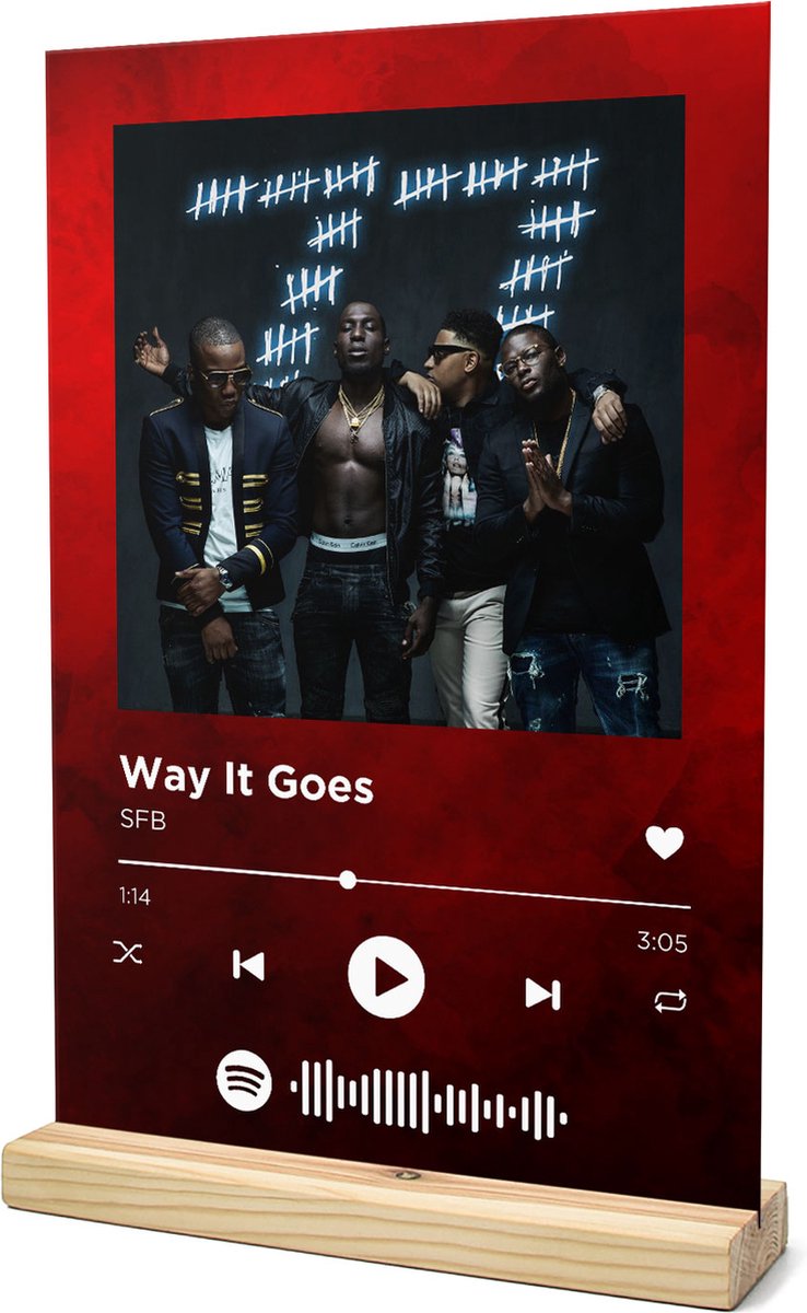 Songr Spotify Muziek Bordje - Way It Goes - SFB - 20x30 - Rood - Dibond ...