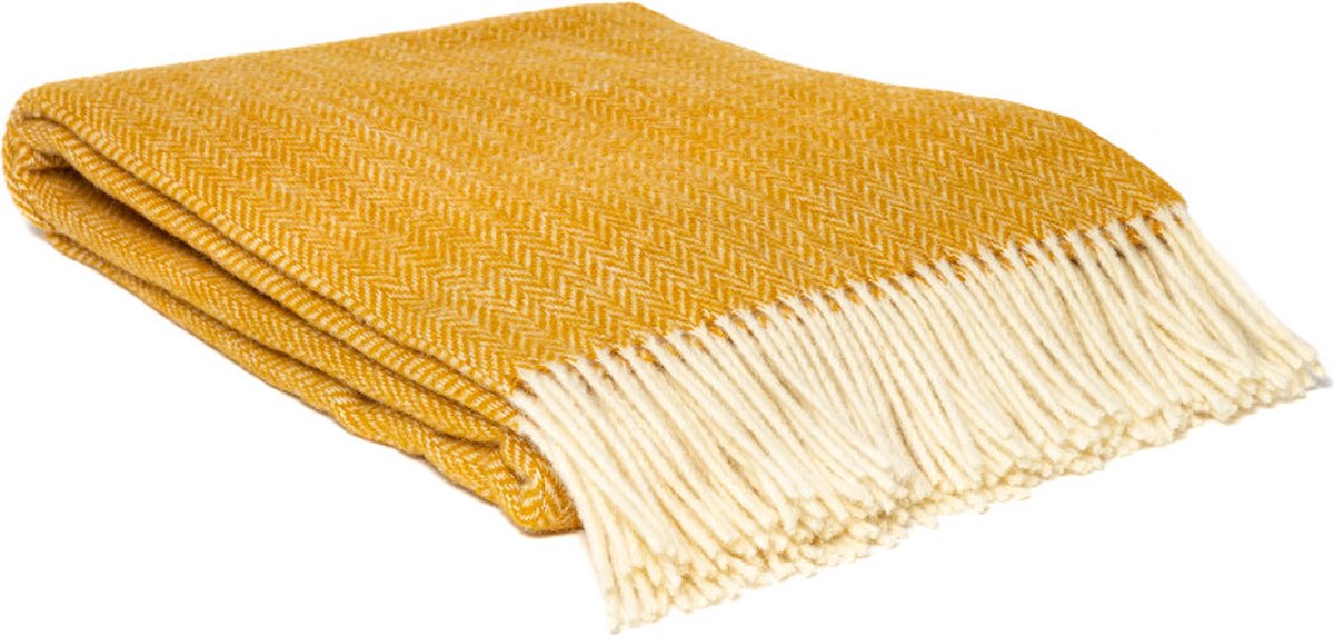 WOOOL® | Wollen Plaid | ZELANDIA (Okergeel) | 140x200cm | 100% Nieuw ...