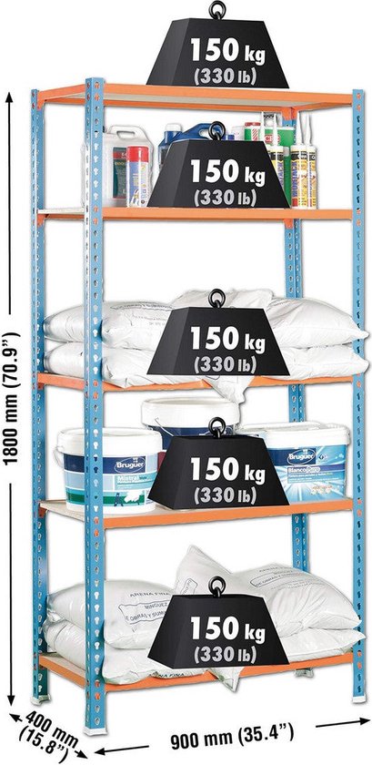 Planken Simon Rack Maderclick 5/400 750 Kg Metaal 5 Planken ...