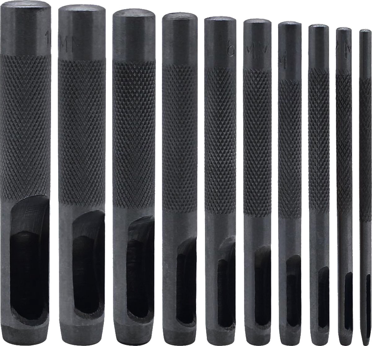 10 Stuks - Professionele Leer Punch Set - Heavy Duty Metalen Ponsset ...