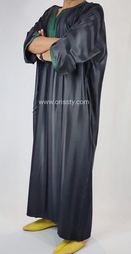 Zwart/Vert Johara Kandora Qamis Abaya - Djellaba/kandoura ...